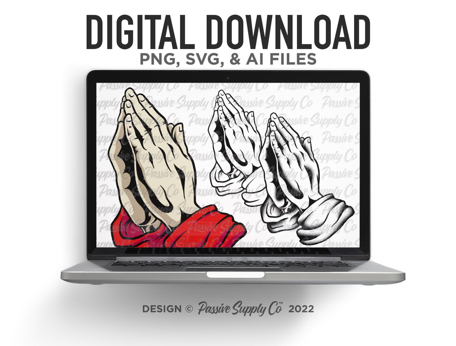 Original Praying Hands SVG Artwork - PREMIUM Religious Tattoo Flash ...