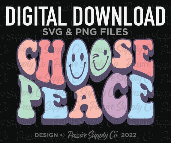 Choose Peace Retro Hippie SVG Artwork PREMIUM Inspirational - Etsy