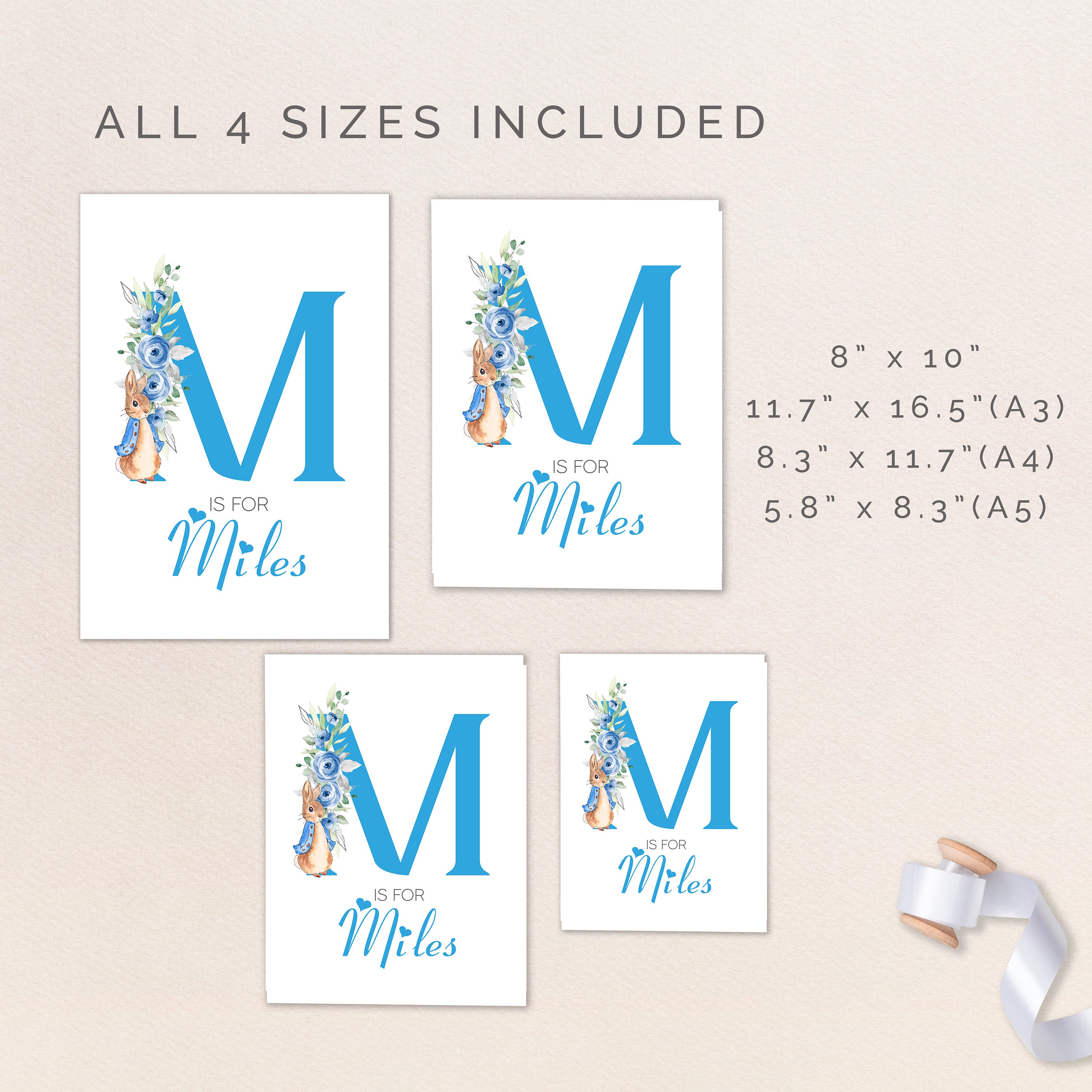 Blue Peter Rabbit Nursery Prints Editable Alphabet Baby Name - Etsy