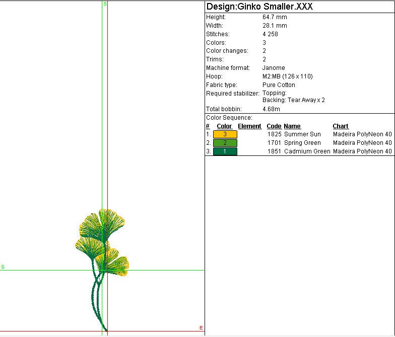 Ginko Machine Embroidery Design, 2 Sizes, Light Design, Instant ...