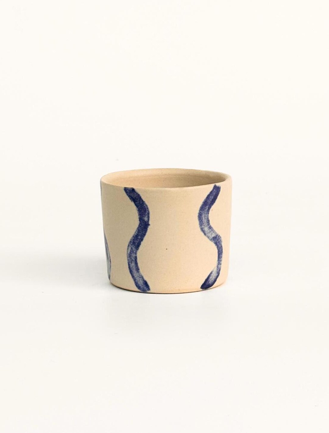 Handmade Ceramic Cup, Blue Wavy Lines Design, 150ml, Cozy Abstract Tea ...