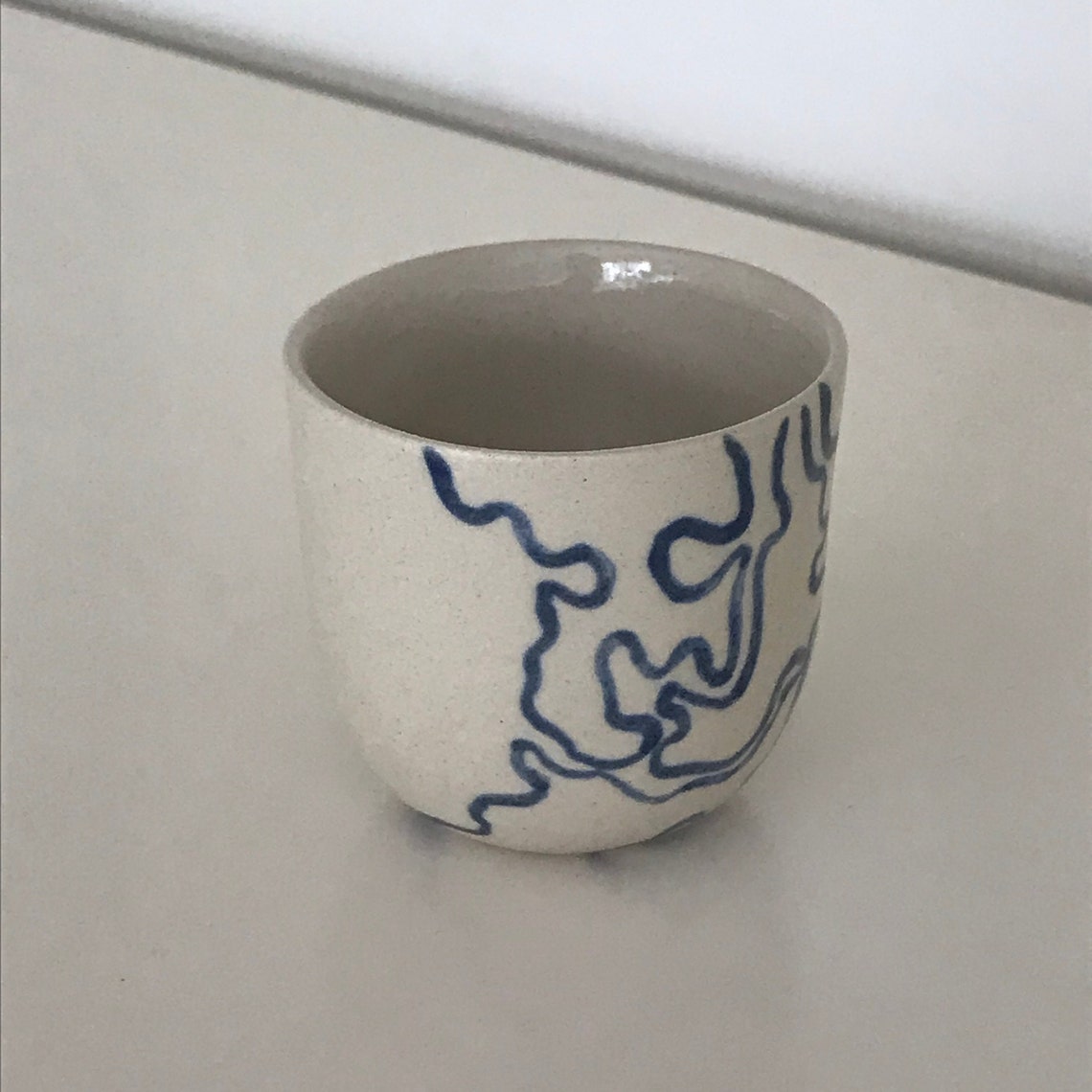 Blue Wavy Lines Handmade Ceramic Espresso Mug Handmade - Etsy