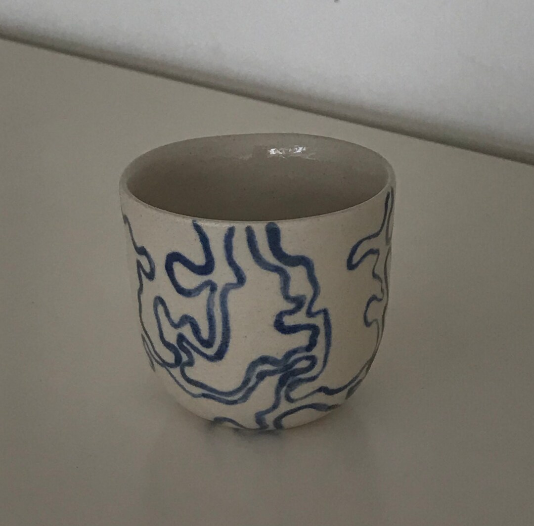 Blue Wavy Lines Handmade Ceramic Espresso Mug Handmade - Etsy