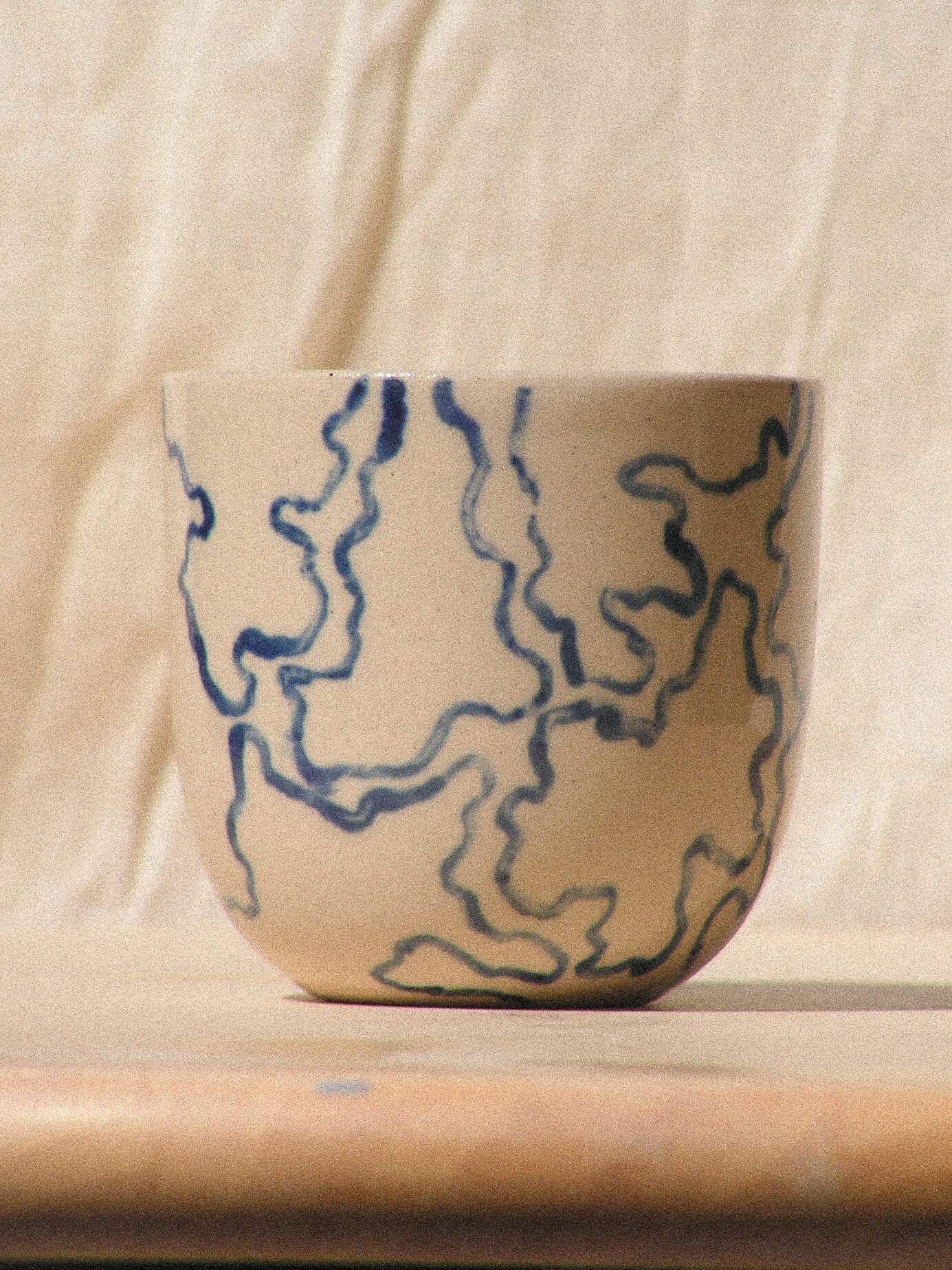 Blue Wavy Lines Handmade Ceramic Espresso Mug, Wiggly Lines Abstract ...