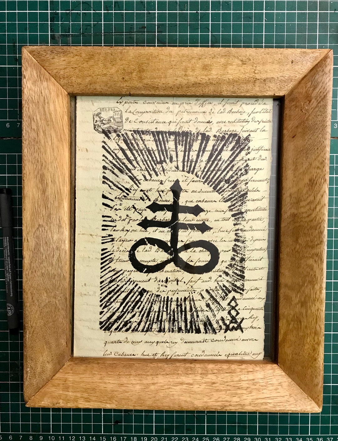 Linocut of the Cross of Leviathan - Etsy