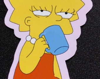Lisa Simpson Coffee Sticker - Etsy