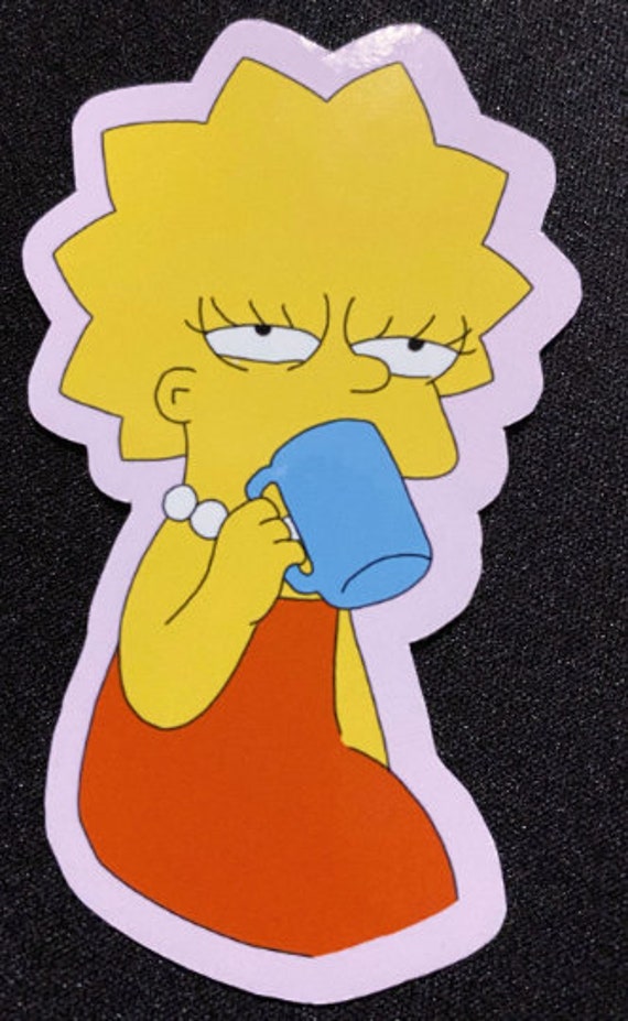 Lisa-simpson Drinking Coffee Lisa-simpson Sticker the - Etsy