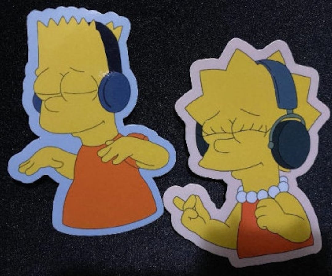 Lisa Simpson & Bart Simpson Listening to Music Stickers, Lisa.simpson ...