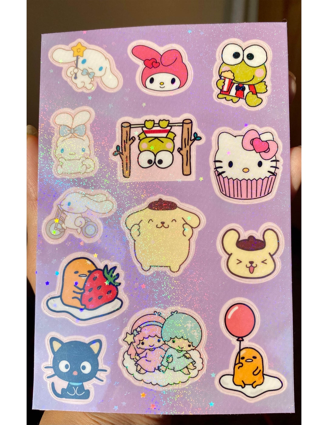 Cute Kawaii Sticker Sheet, Anime Scrapbook Sticker Sheet, Transparent ...