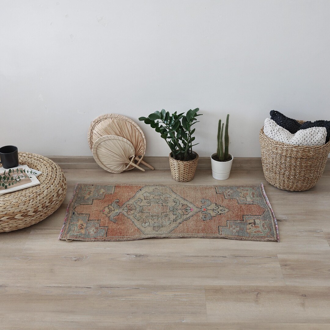 Vintage Mini Rug 1x3 ,turkish Door Mat,anatolian Mini Rug,natural Rug ...