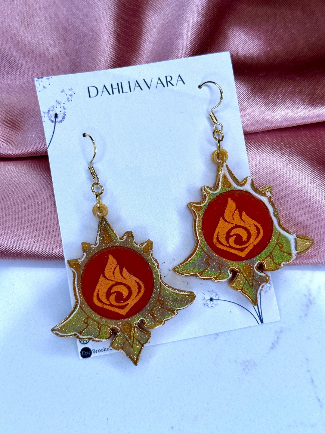 Genshin Impact Vision Mondstadt Pyro Earring Gifts for Her Anime Gifts ...