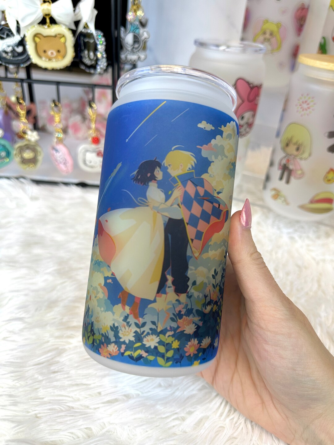 Anime Inspired Frosted Glass Cup | | Anime Glass Cans | Anime Cup ...
