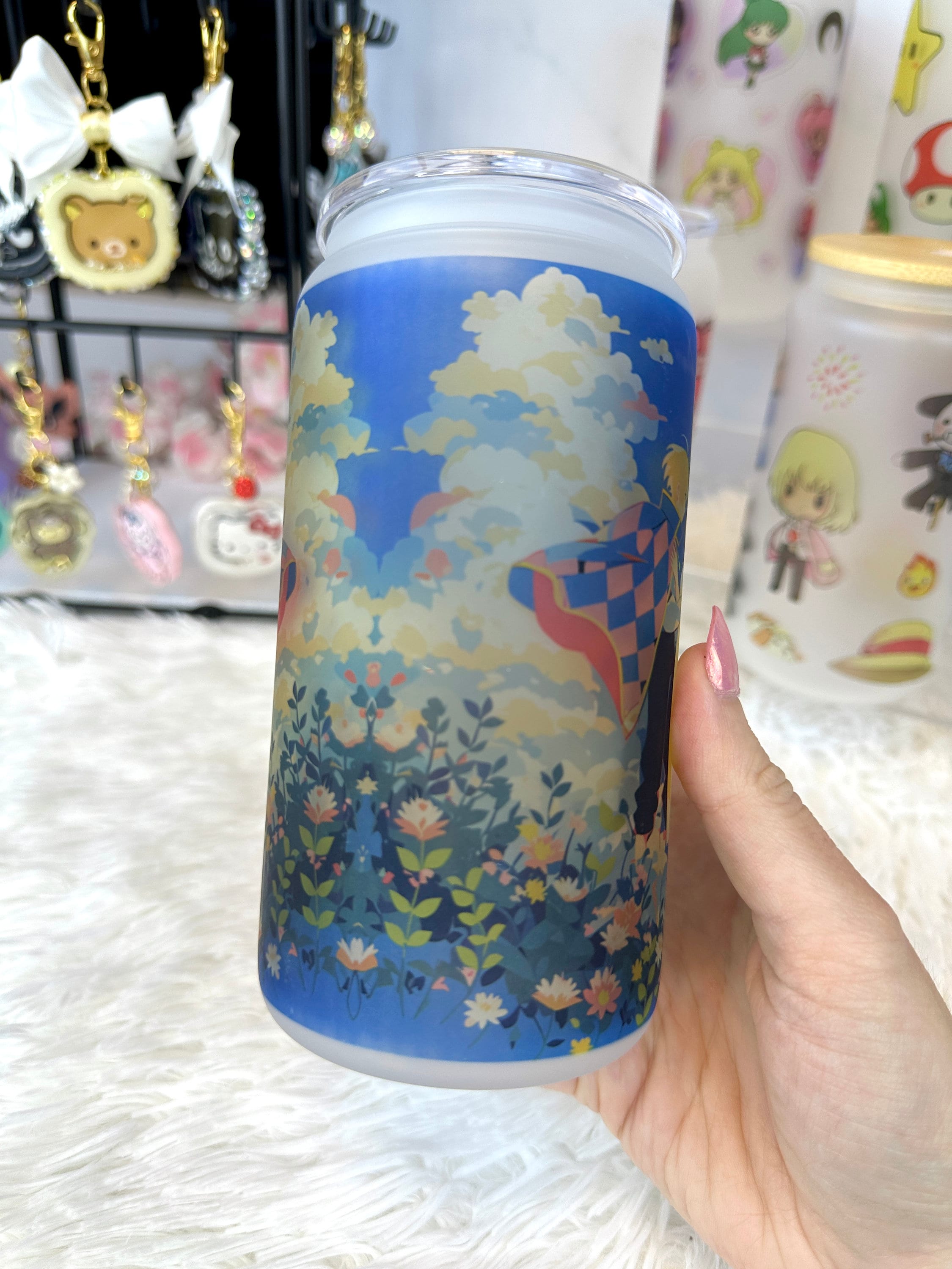 Anime Inspired Frosted Glass Cup Anime Glass Cans Anime Cup Anime ...