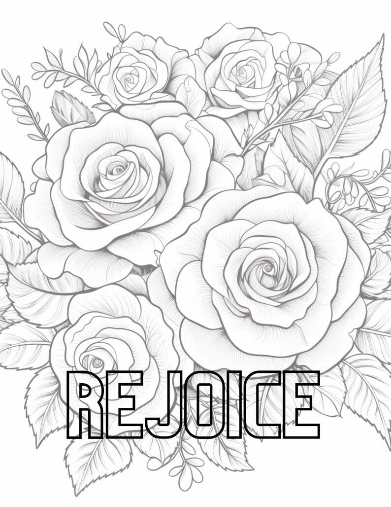 Rejoice Roses Coloring Page - Etsy
