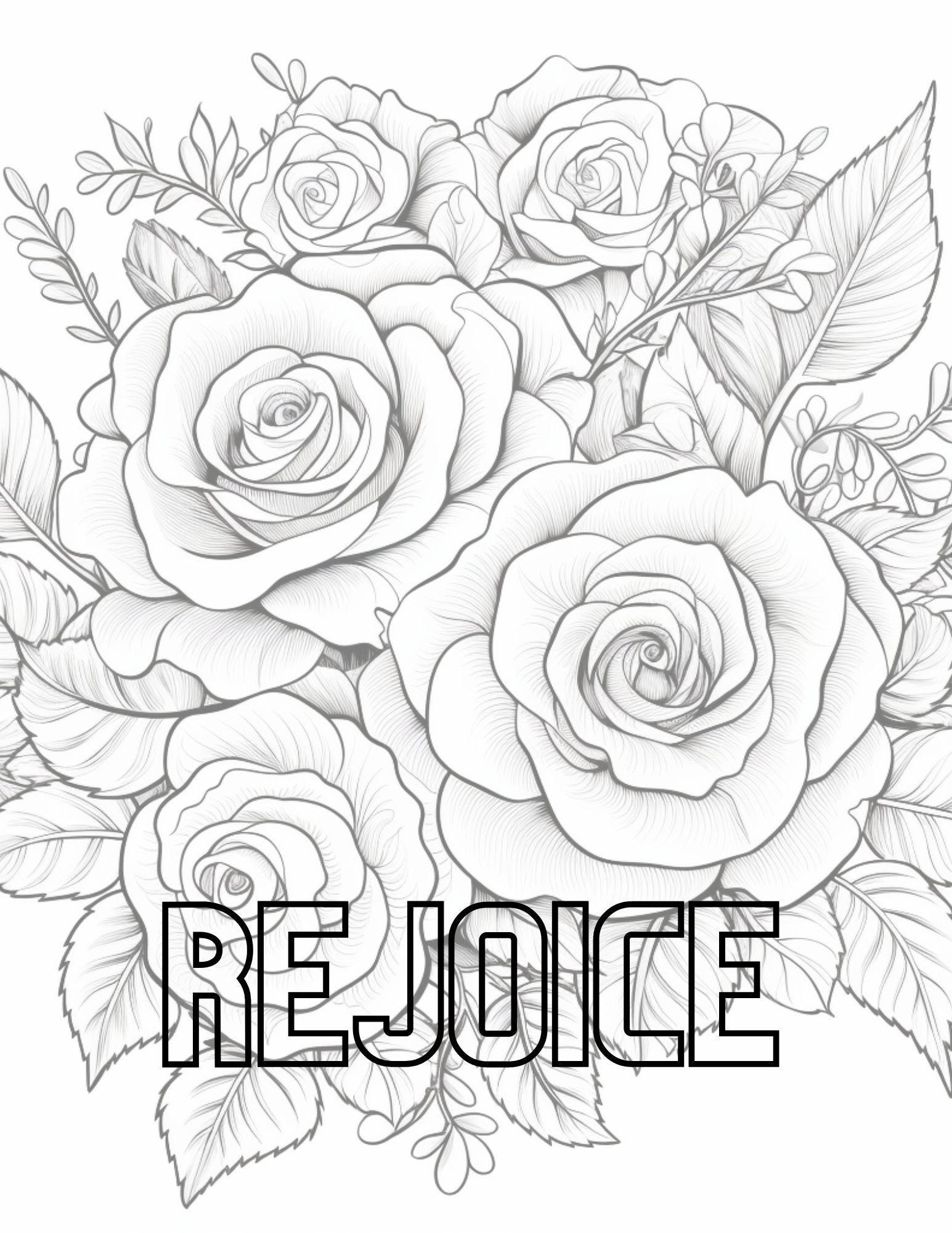 Rejoice Roses Coloring Page - Etsy