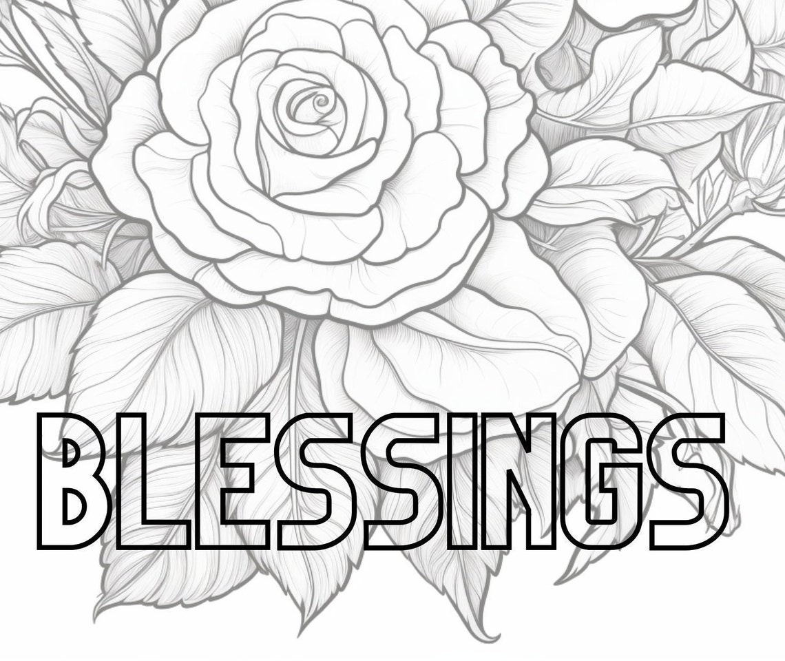 Blessings Roses Coloring Page - Etsy