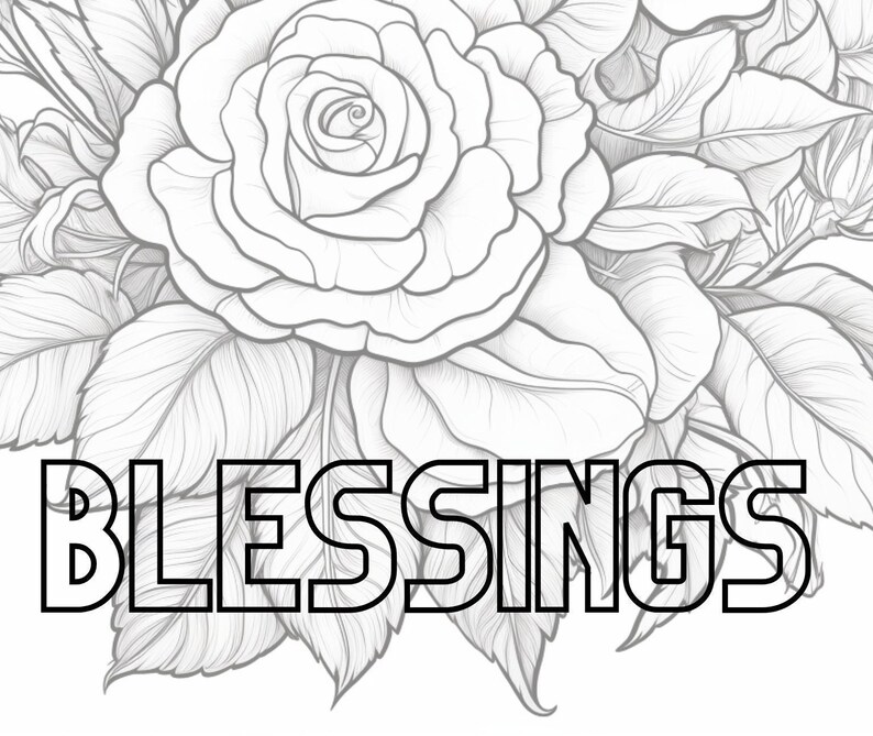 Blessings Roses Coloring Page - Etsy