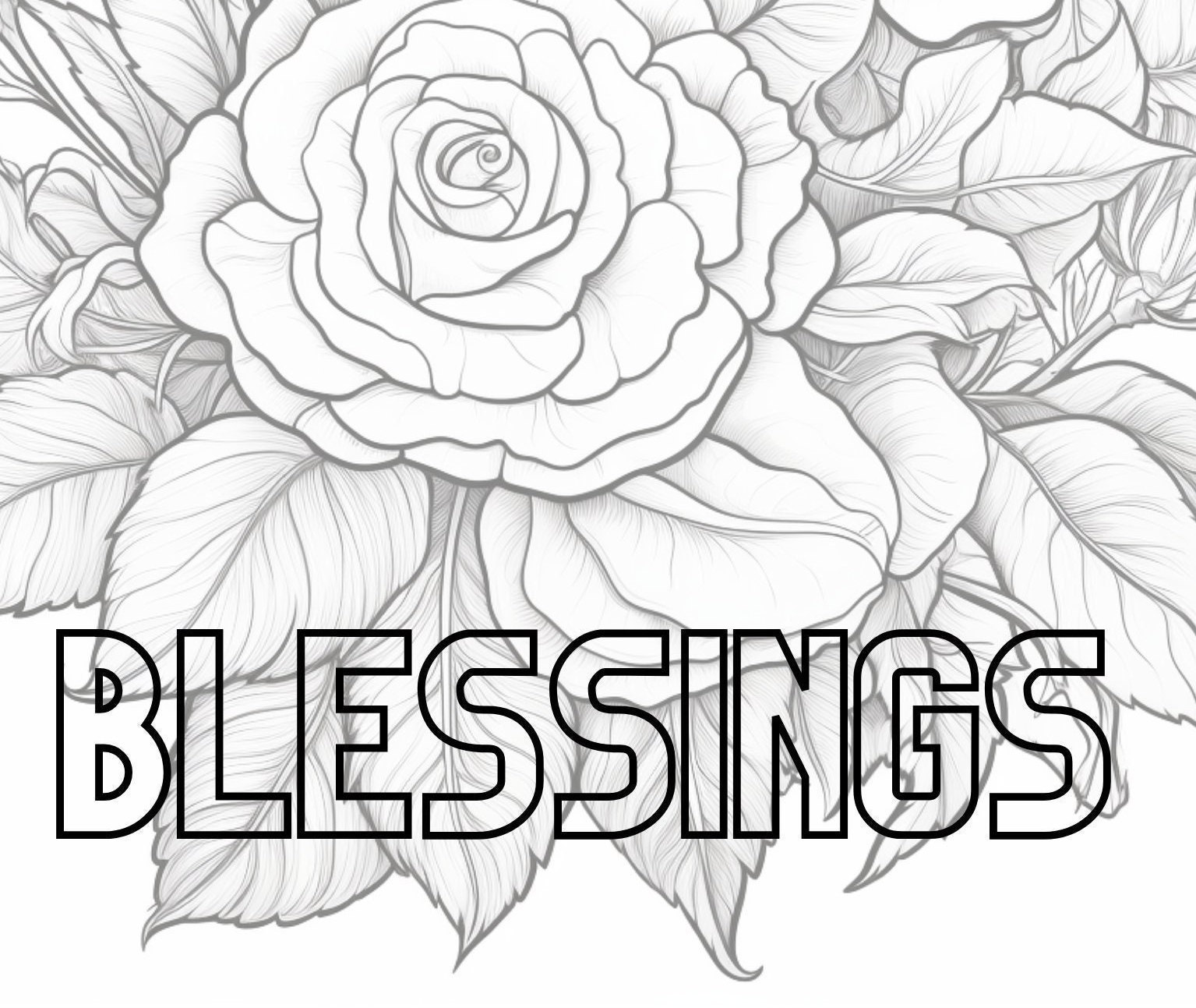 Blessings Roses Coloring Page - Etsy