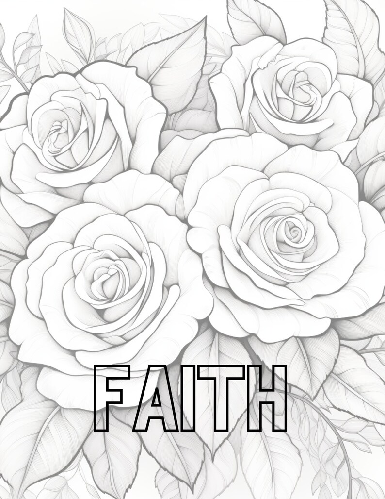 Faith Roses Coloring Page - Etsy