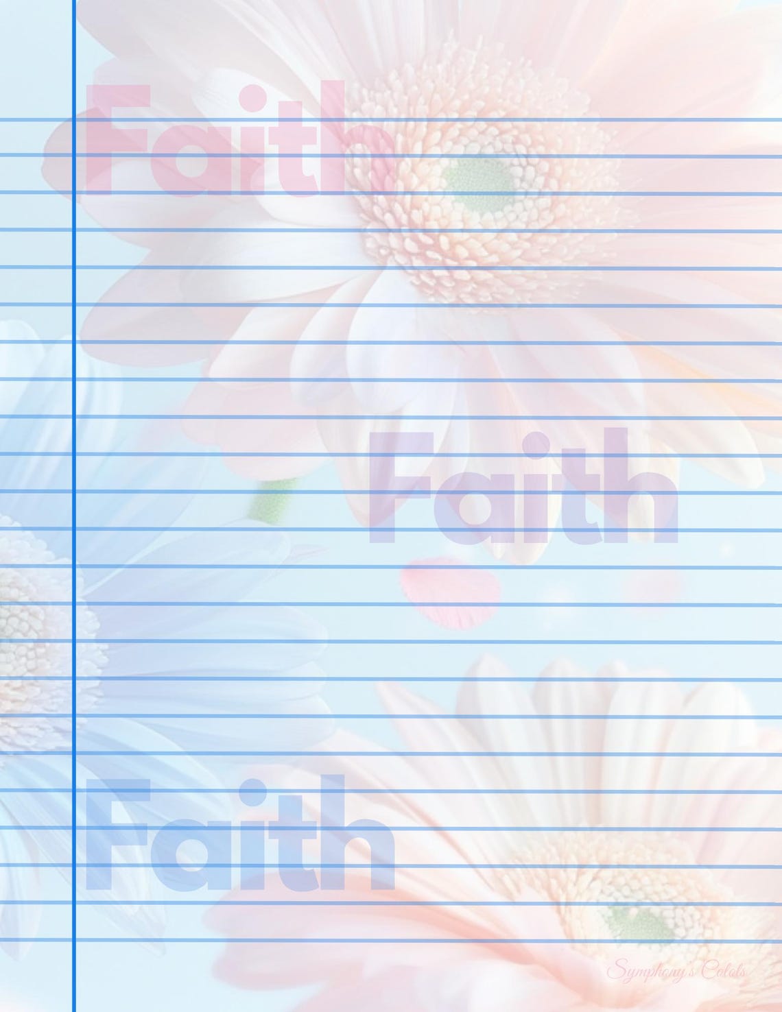 Faith Themed Flowers Writing Note Pages Both Lined and Unlined - Etsy