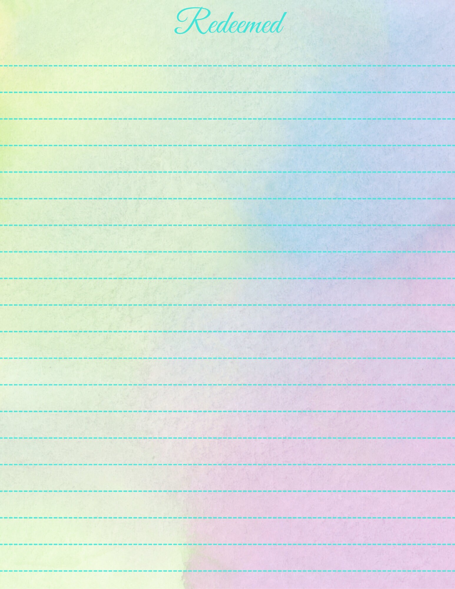 Printable Redeemed Christian Themed Decorative Note Page | 8.5x11 ...