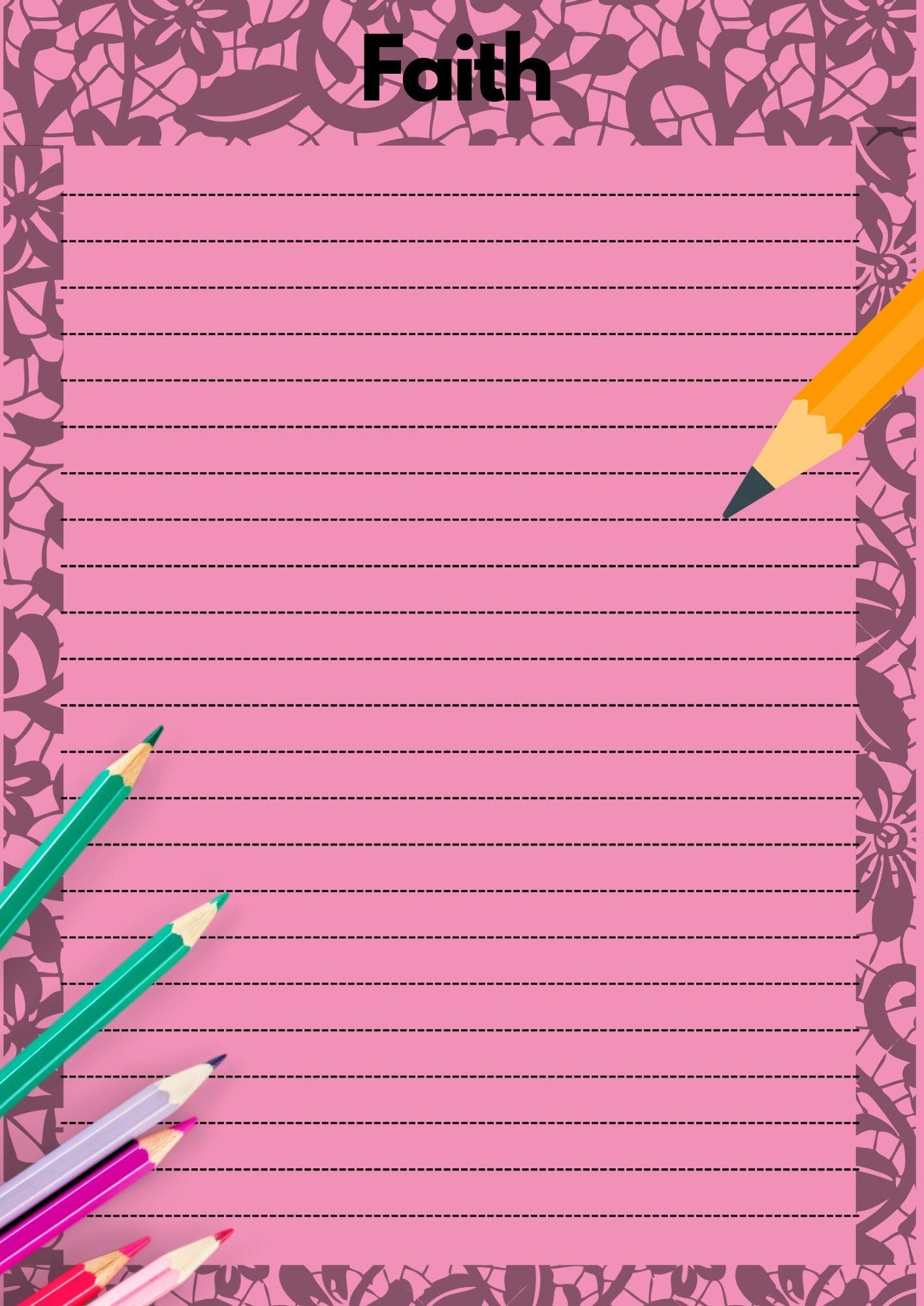 Printable Faith Christian Themed Decorative Note Page | 5.8x8.3inches ...