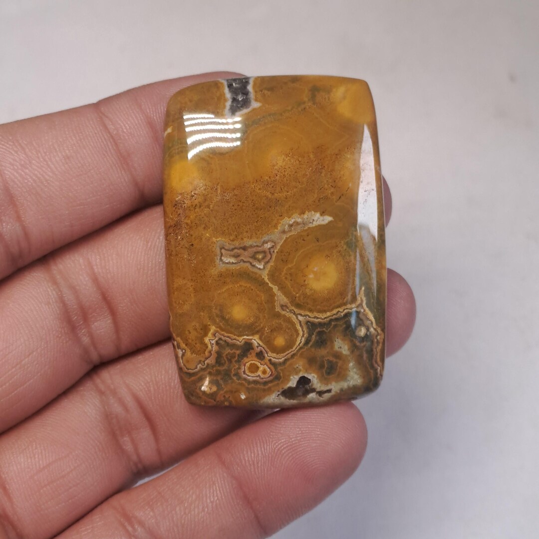 Ocean Jasper Cabochon, Rectangle Loose Gemstone (48x31 MM, 103 Carats ...