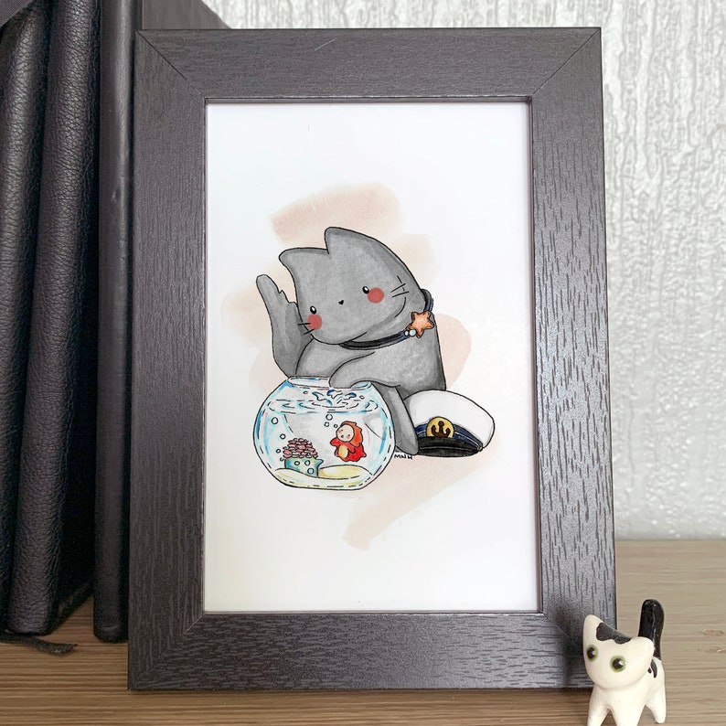 Pawnyo / Cat Art Print / Ponyo Cat / Anime Art Print / Small 4x6 Art ...