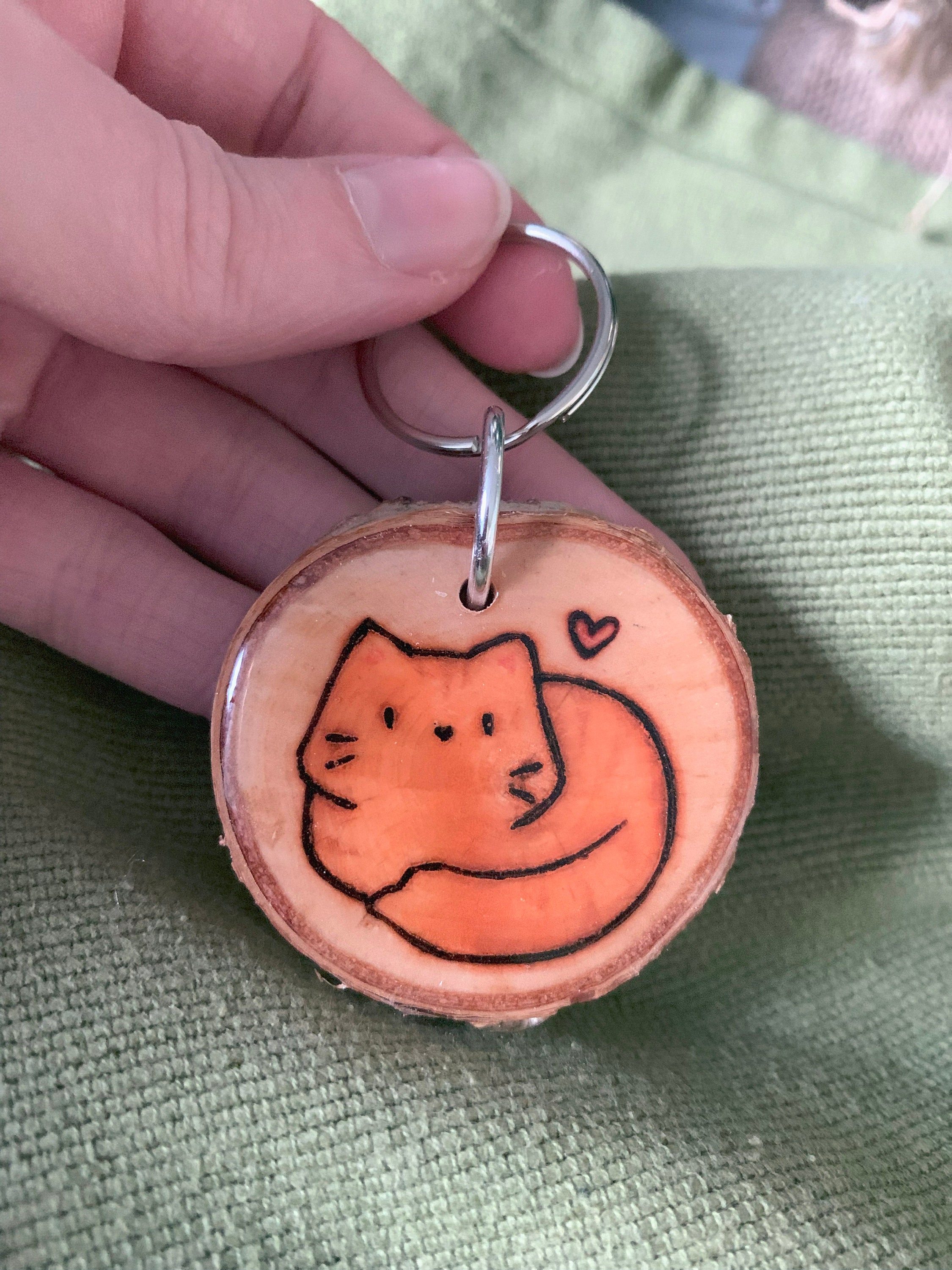 Cat Keychain, Pick Your Color, Custom Cat Keyring, Tabby Cat, Ginger ...