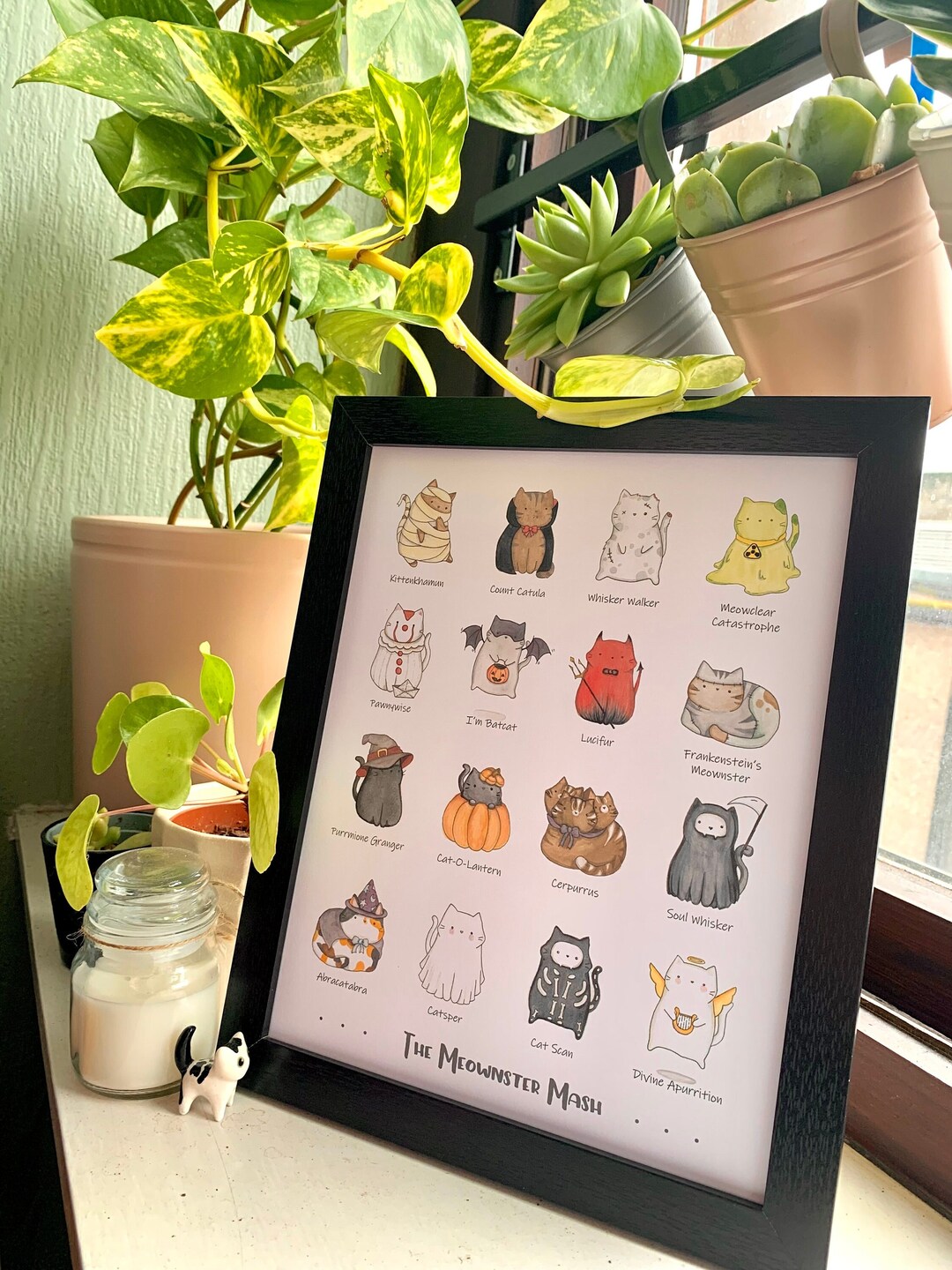 The Meownster Mash / Cute Cat Art Print / Watercolour Artwork ...