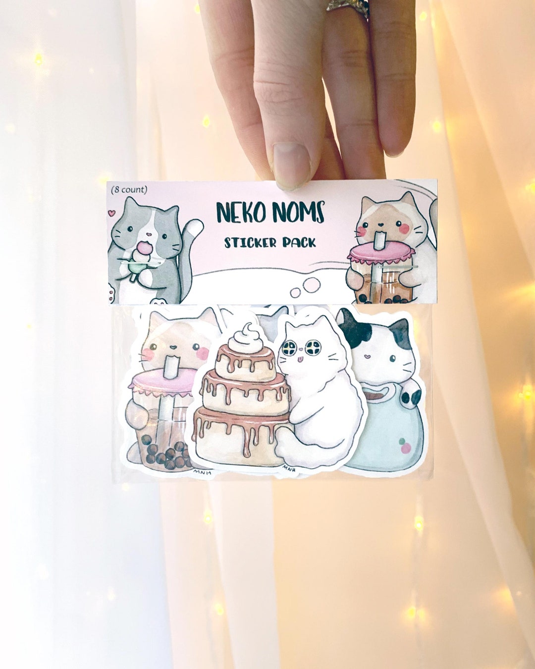 Neko Noms Vinyl Sticker Pack | Set of 8 Handmade Vinyl Stickers ...