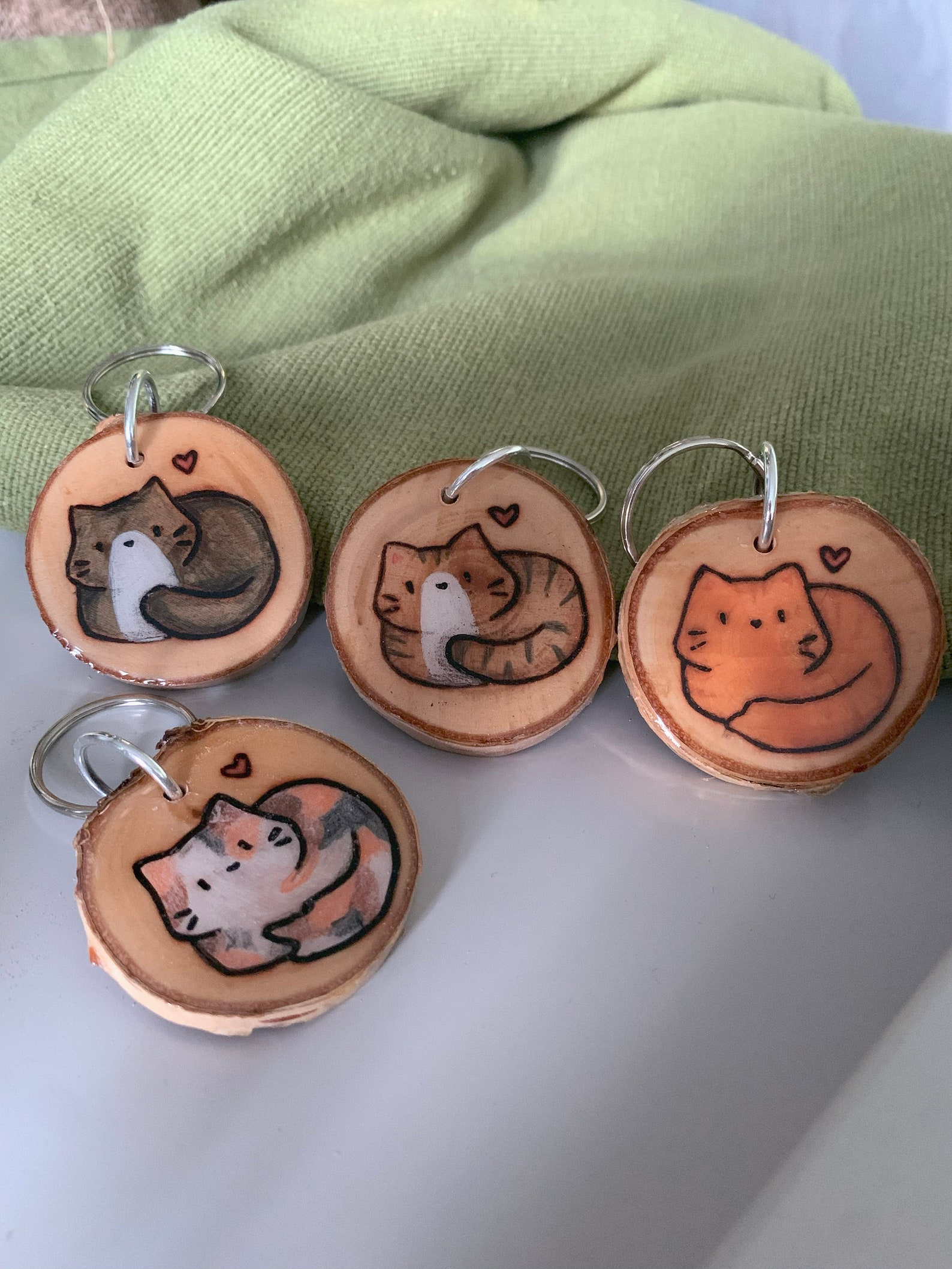 Cat Keychain, Pick Your Color, Custom Cat Keyring, Tabby Cat, Ginger ...