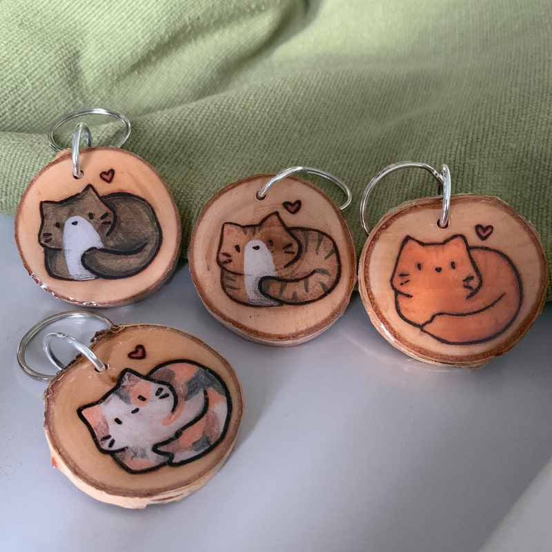 Cat Keychain - Etsy