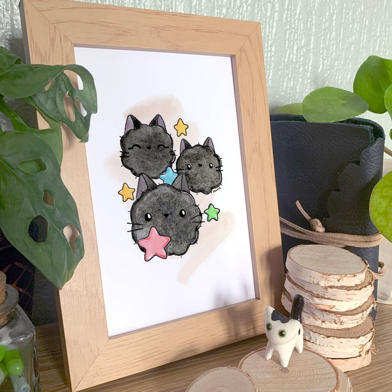 Sook Sprites / Cat Art Print / Soot Sprite Cat / Anime Art Print ...