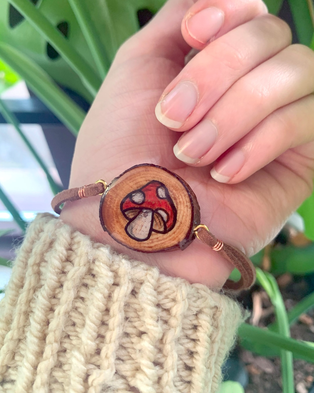 Red Mushroom Bracelet | Sliding Knot Bracelet | Cottagecore Bracelet ...