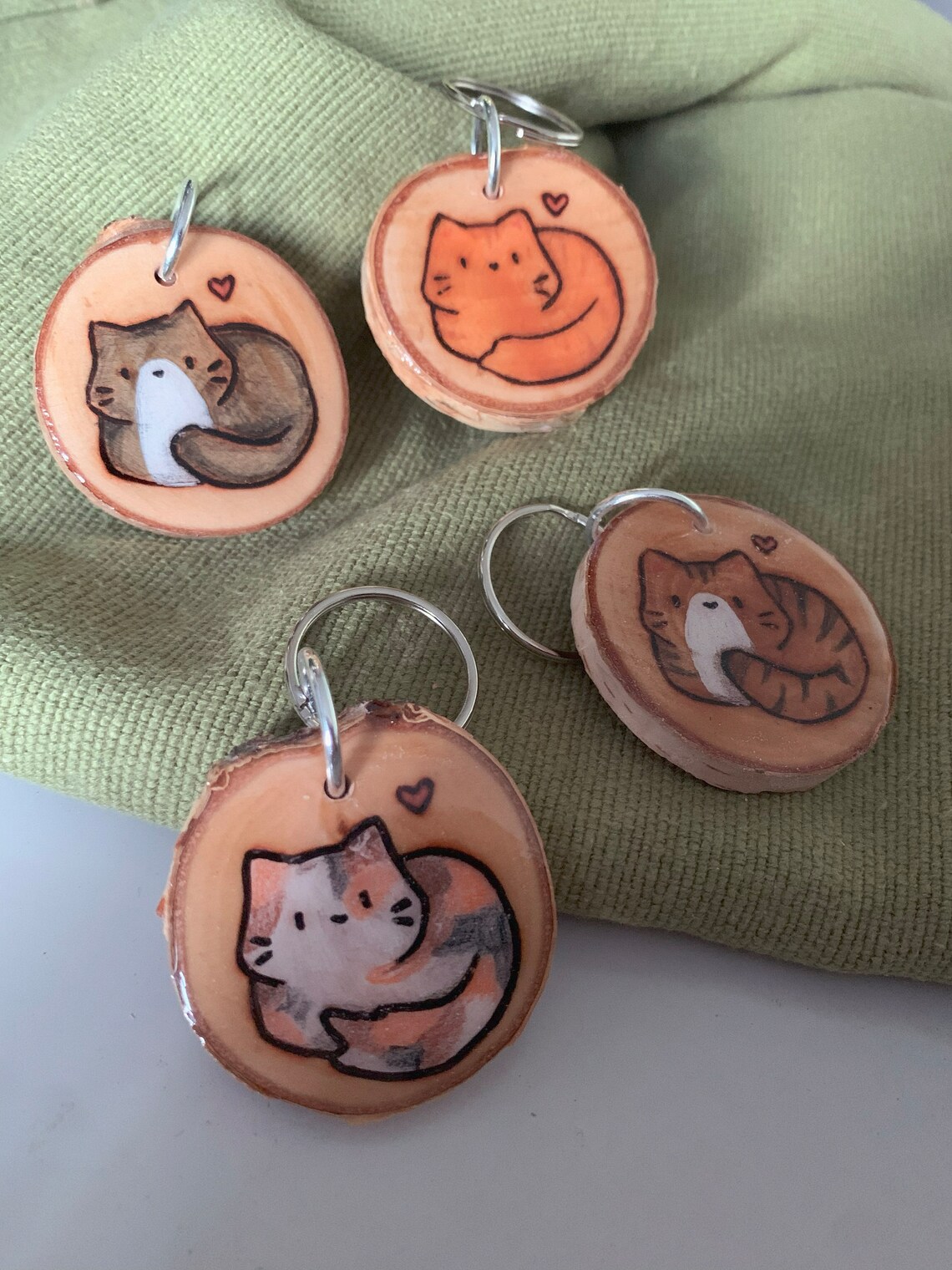 Cat Keychain, Pick Your Color, Custom Cat Keyring, Tabby Cat, Ginger ...