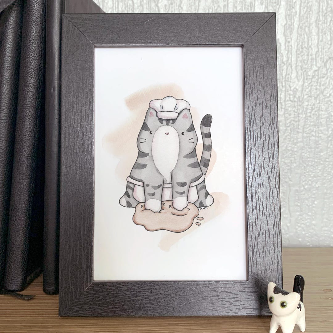 Biscuit Baker / Hobby Cat Art Print / Biscuit Kneading Cat / Crafty Cat ...