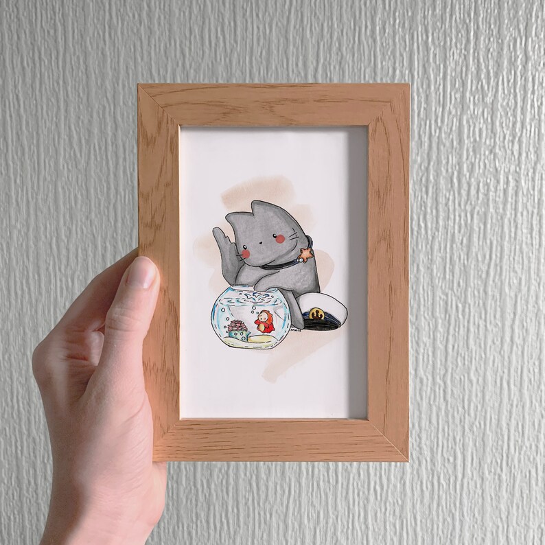 Pawnyo / Cat Art Print / Ponyo Cat / Anime Art Print / Small 4x6 Art ...