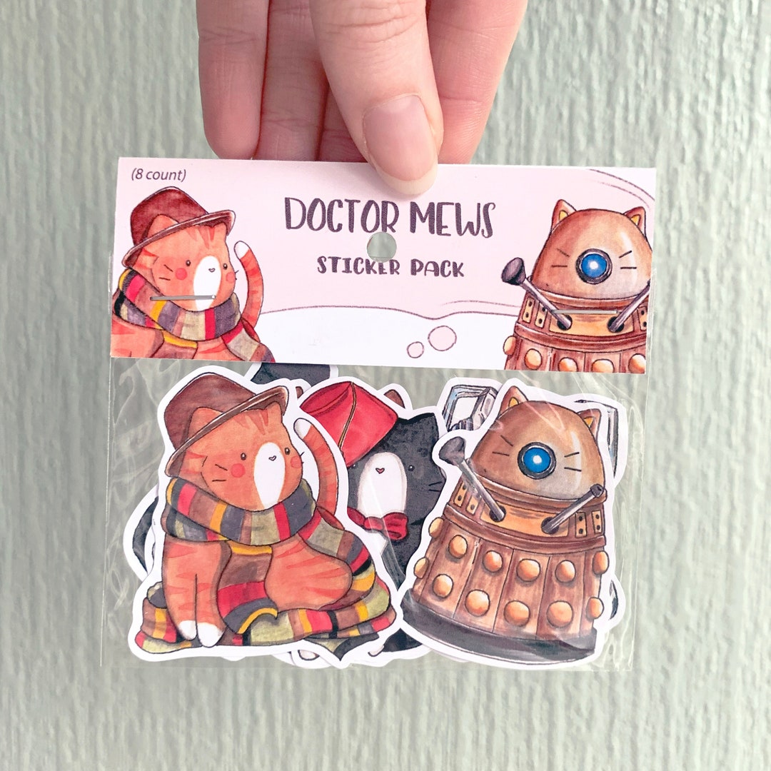 Doctor Mews Vinyl Sticker Pack | Set of 8 Handmade Vinyl Stickers ...