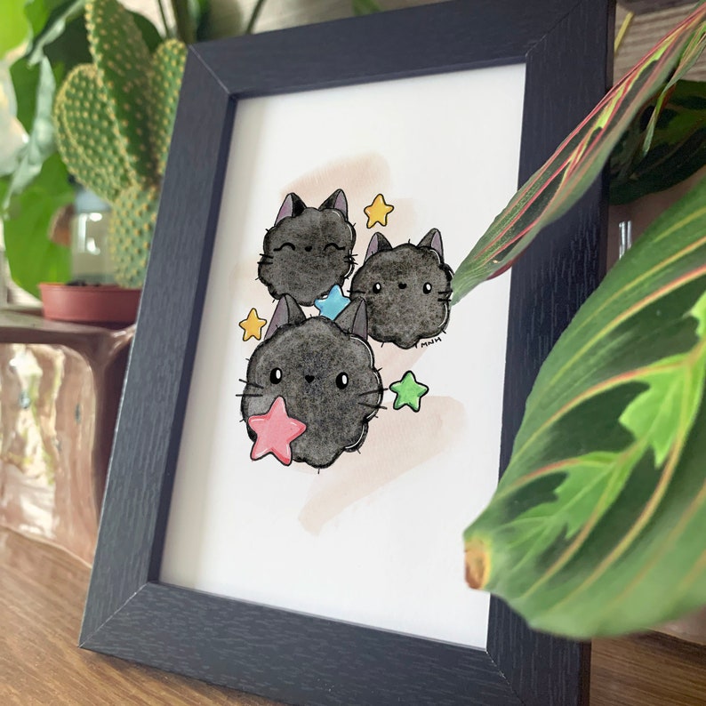 Sook Sprites / Cat Art Print / Soot Sprite Cat / Anime Art Print ...