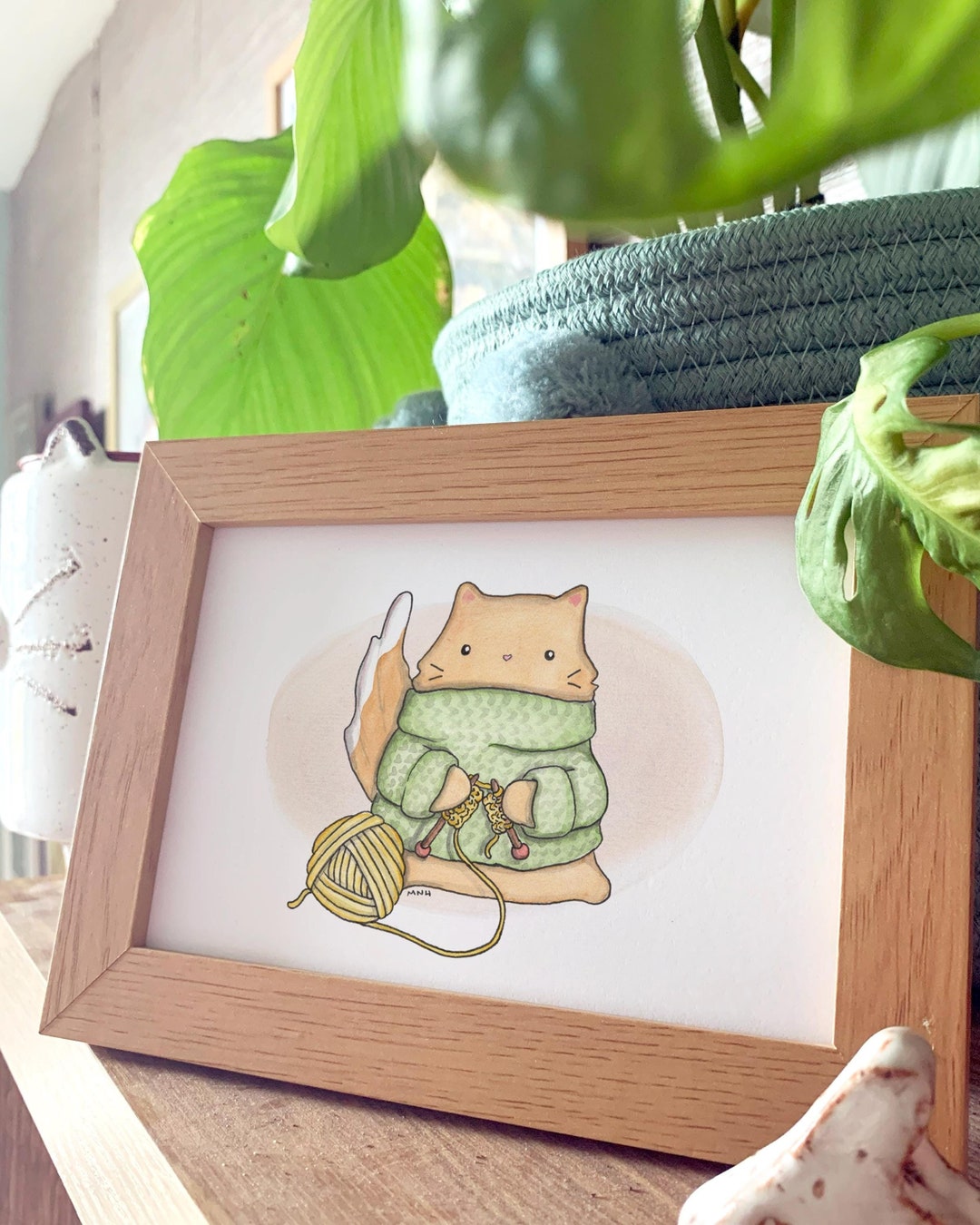 Knitty Kitty / Hobby Cat Art Print / Knitting Cat / Knitting Art Print ...