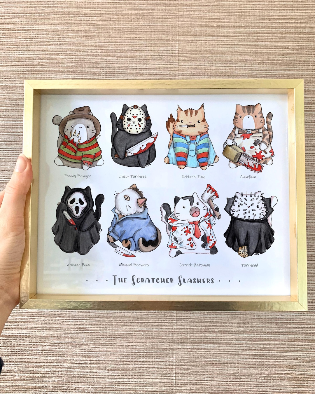 The Scratcher Slashers / Cat Halloween Art Print / Watercolour Artwork ...