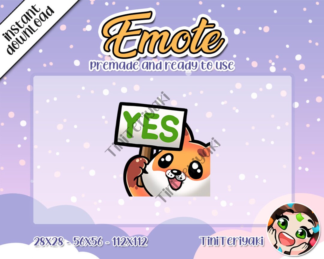 Cute Fox Yes Emote Signs for Twitch Discord and Many - Etsy