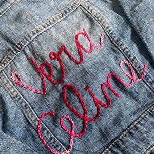 Custom Hand Embroidered Hand Lettered Denim Jacket Toddler - Etsy