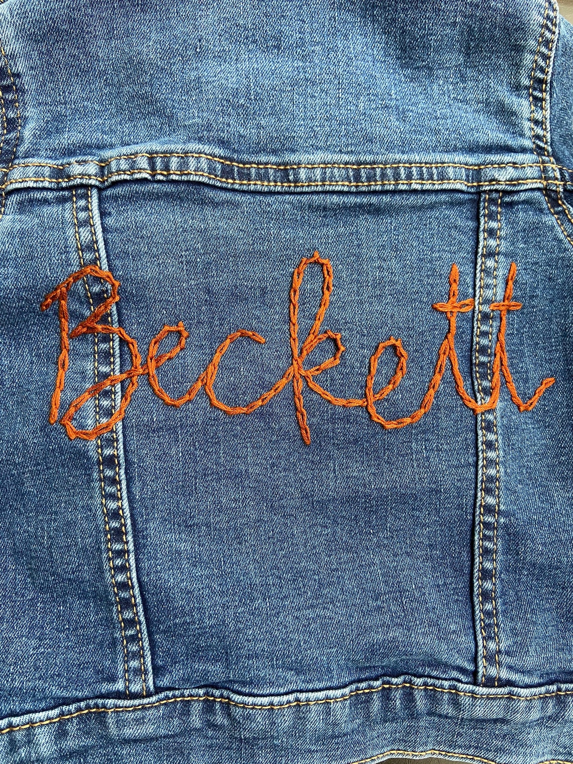Custom Hand Embroidered Hand Lettered Denim Jacket Toddler - Etsy