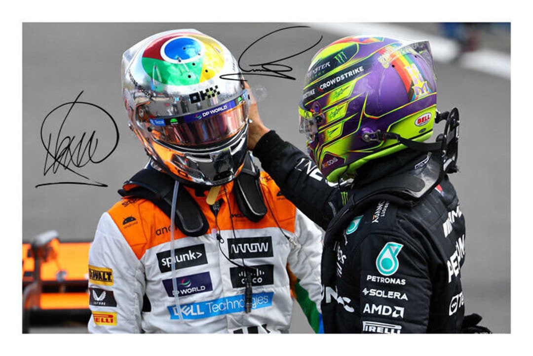 Lando Norris Lewis Hamilton Formula One Signed Autograph Print ...