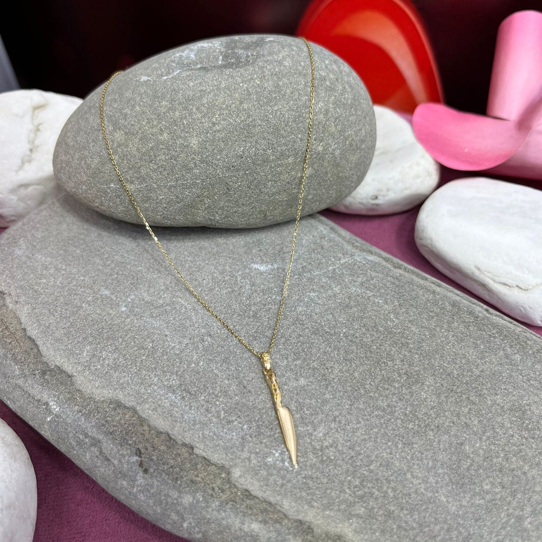 Gold Chef Knife Necklace, 14K Gold Knife Jewelry, Tiny Chef Pendant ...