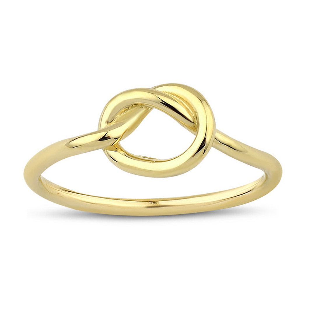 Solid Gold Knot Ring, 14K Solid Gold Stackable Knot Rings, Delicate 14k ...