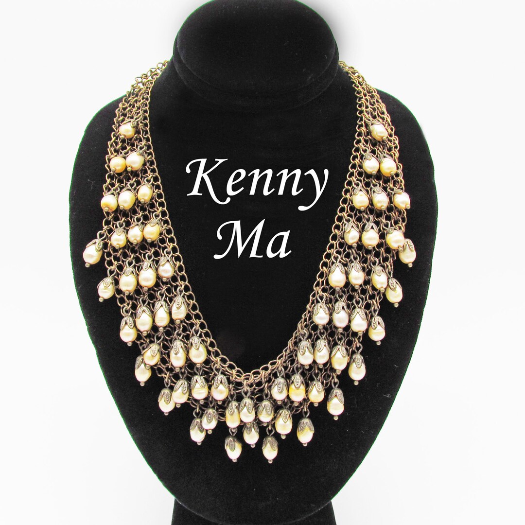 Kenny Ma Mesh Chain and Pearl Necklace - Etsy