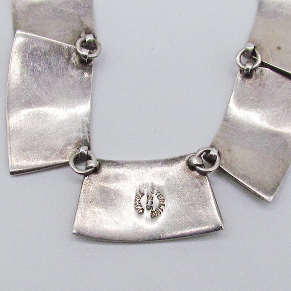 Taxco Geometric Tribal Choker Necklace Sterling 1940s Gem